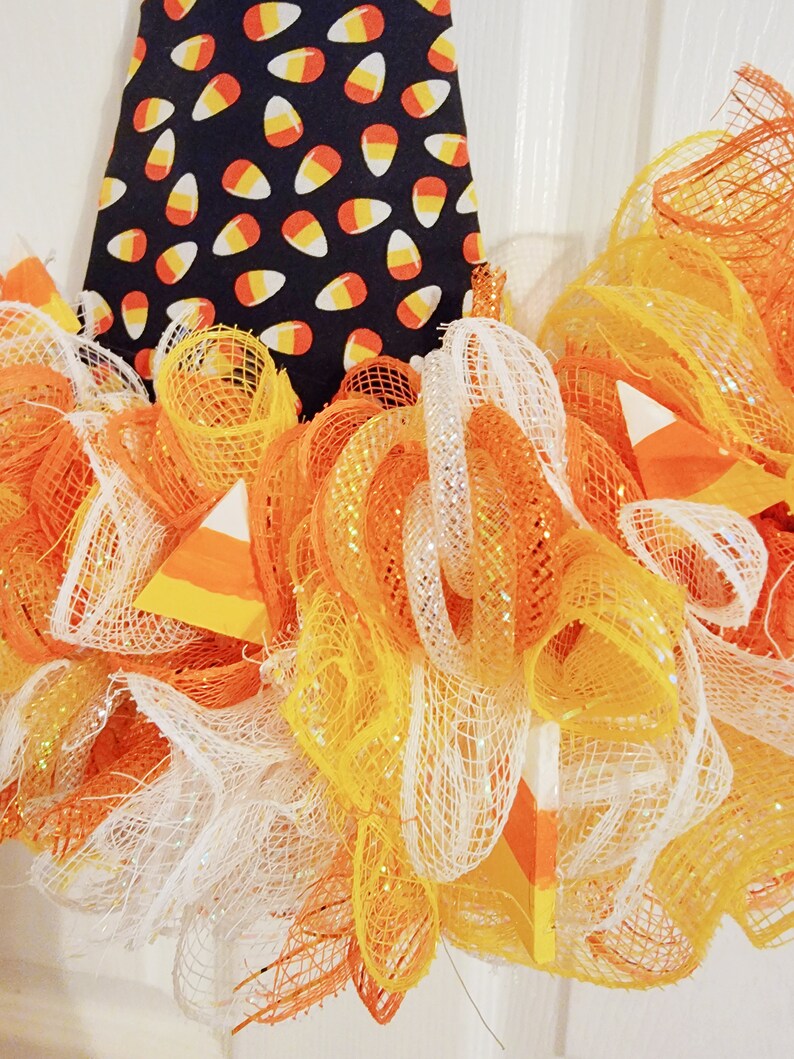 Candy Corn Witch Hat Wreath for Halloween Porch Deco Mesh - Etsy