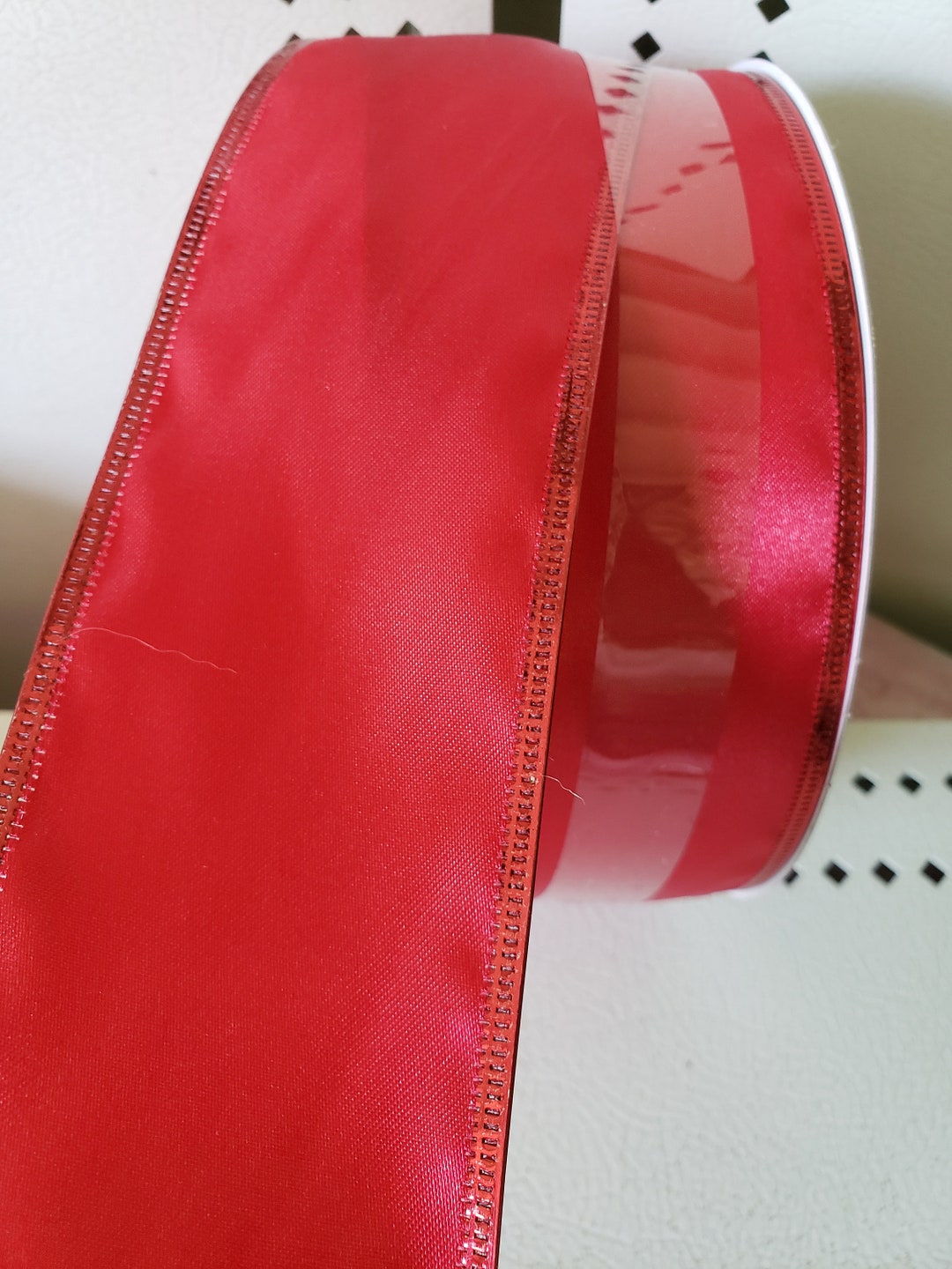 2.5 X 25 Yds Wired Red Satin Ribbon DIY Wreaths Create - Etsy