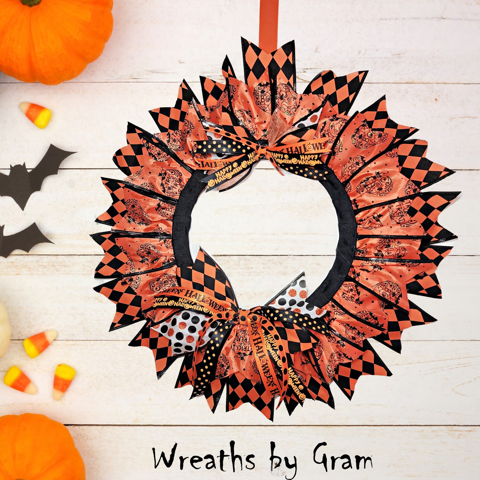 Halloween Wreath Cute Halloween Door Decor Primitive Rustic | Etsy