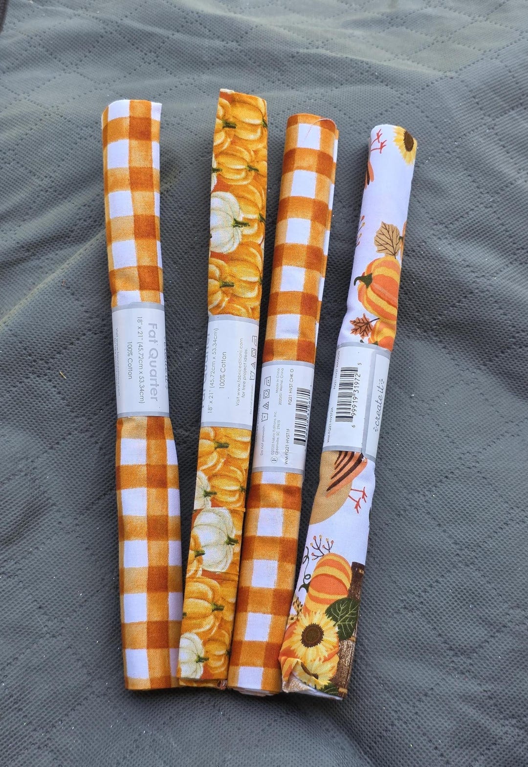 4 Fat Quarters Fabric Fall Autumn Harvest Pumpkins Quilting Sewing ...