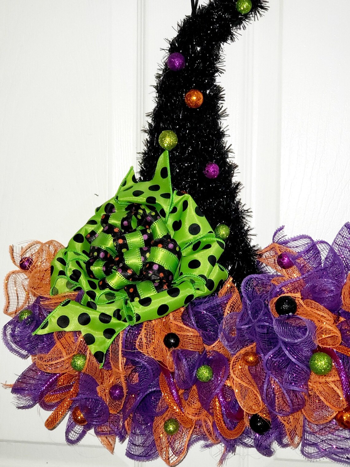 Witch Hat Wreath for Halloween Front Door Halloween Door Decor Witches ...