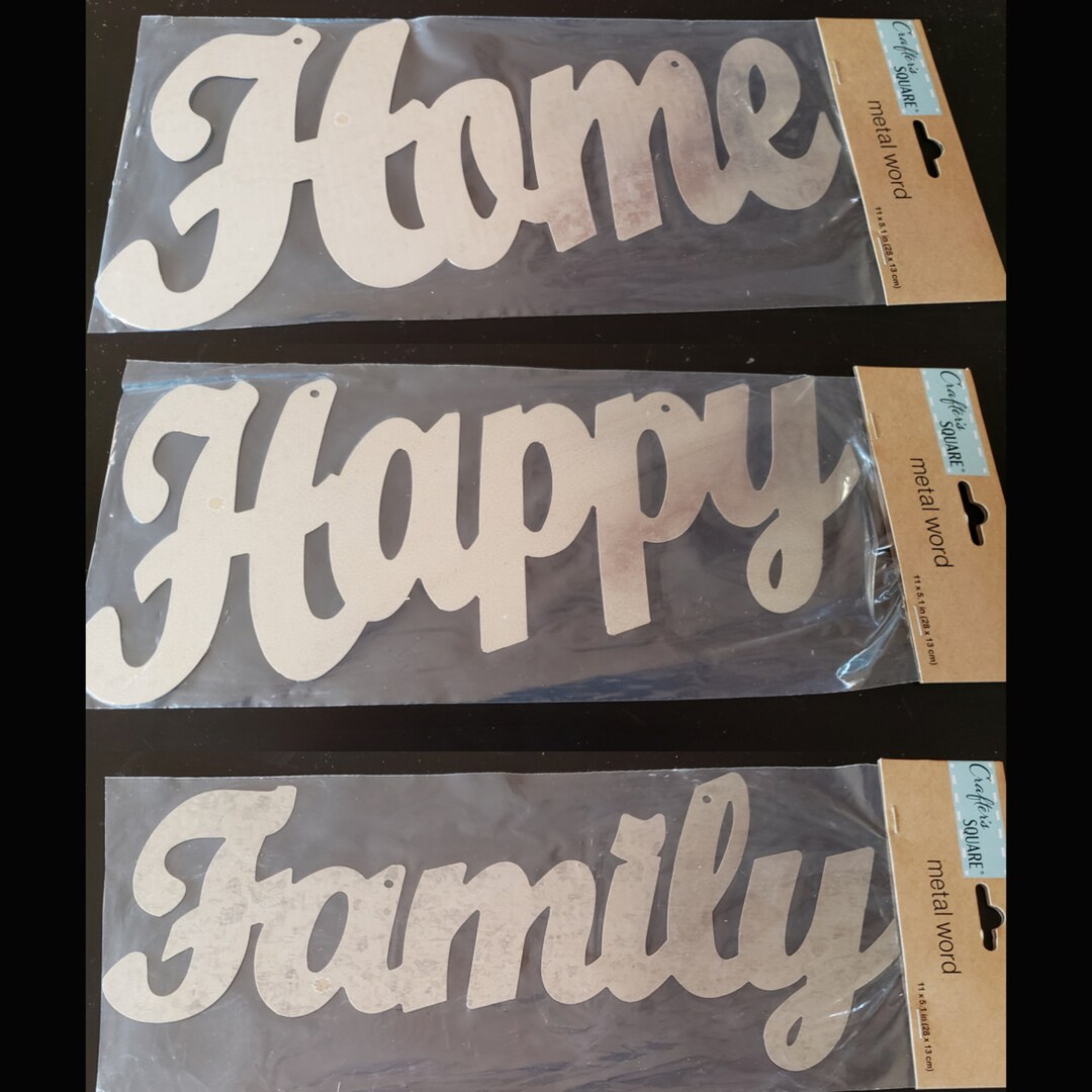 Home Word Cutout Happy Metal Word Art Metal Family Sign Gallery Wall ...