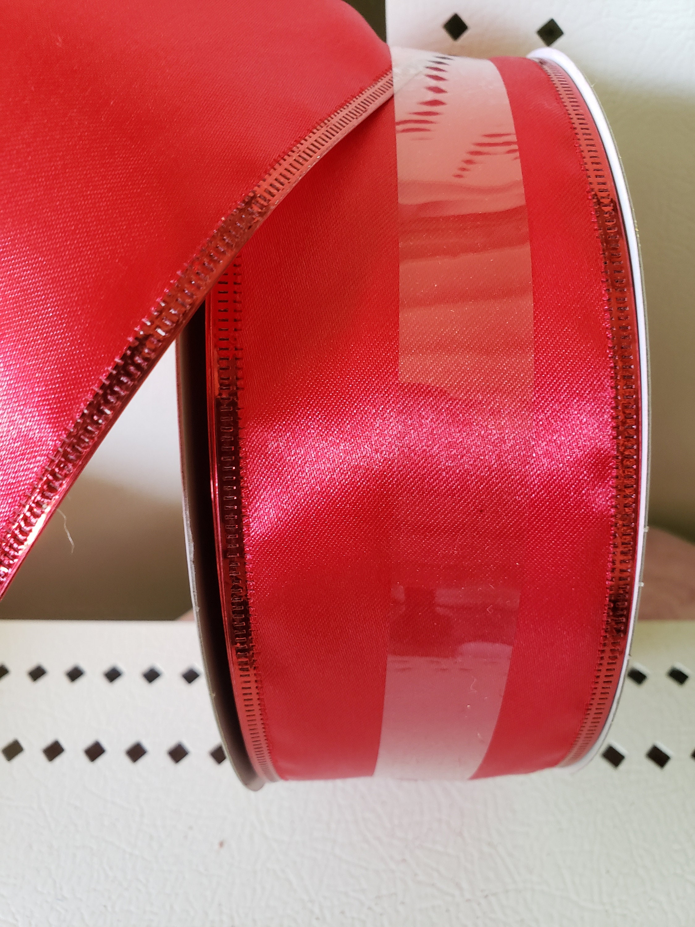 2.5 X 25 Yds Wired Red Satin Ribbon DIY Wreaths Create | Etsy