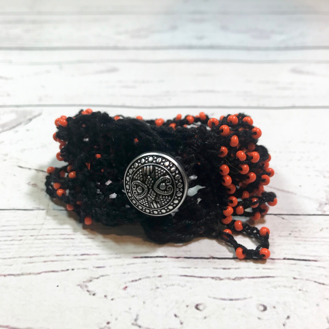 Halloween Beaded Bracelet Cuff Bracelets Hand Beaded - Etsy