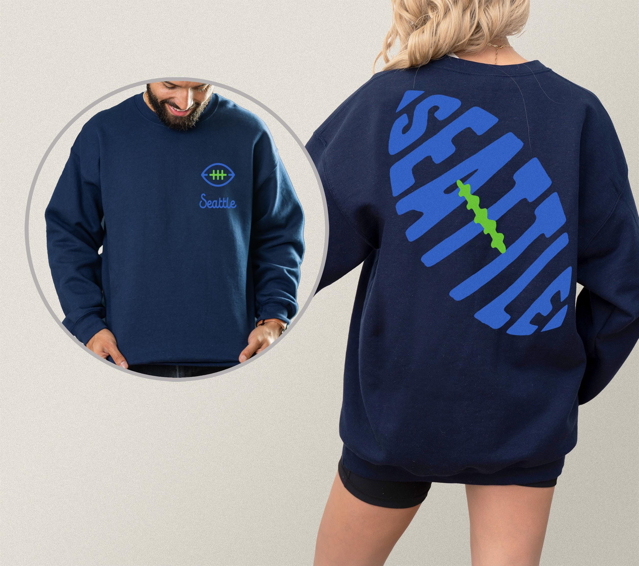 Throwback Seattle Football Sweatshirt, Retro Royal & Lime Seattle Game ...