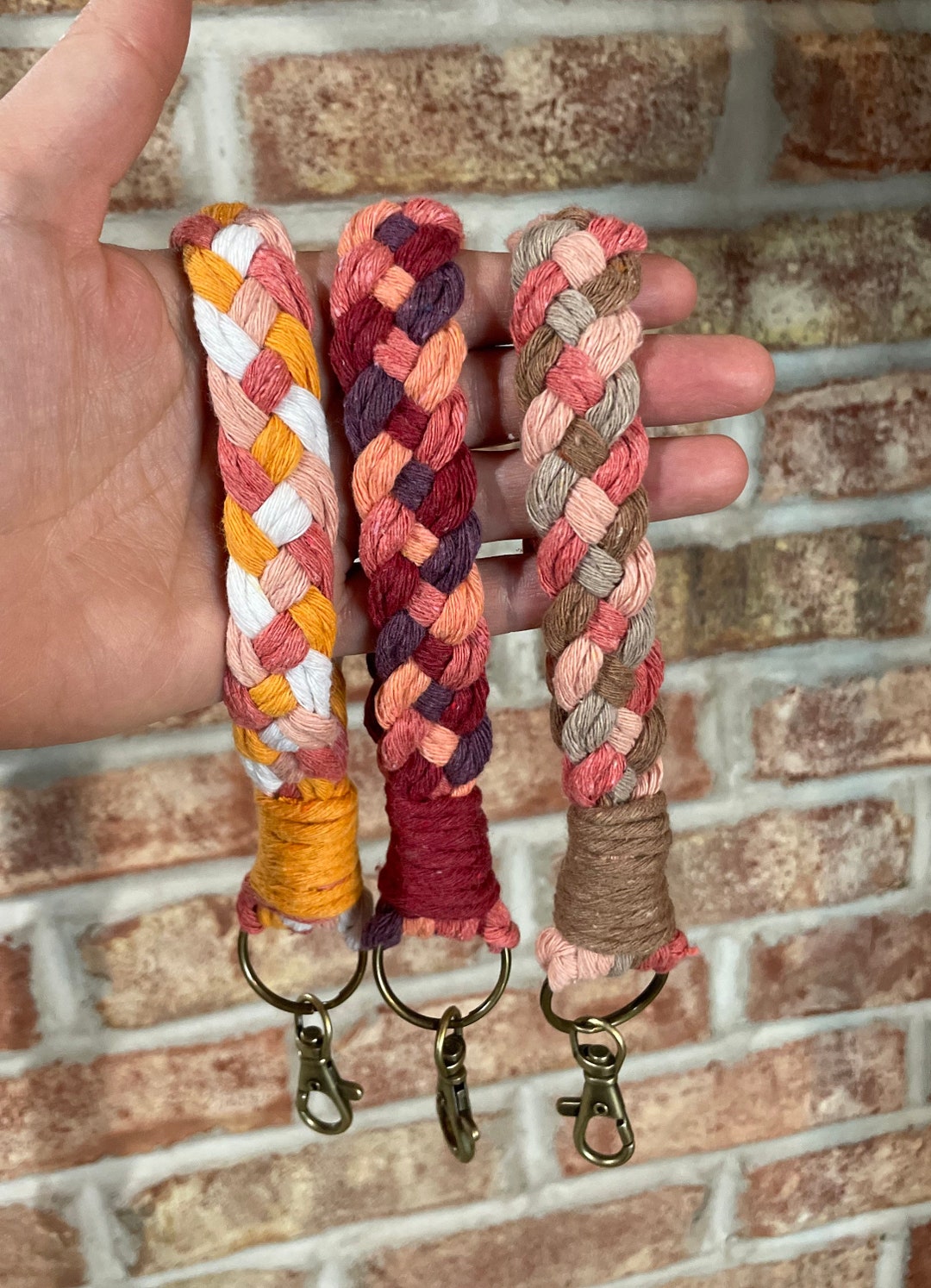 Braided Macrame Wristlet Keychain: Custom Boho Key Fob - Etsy
