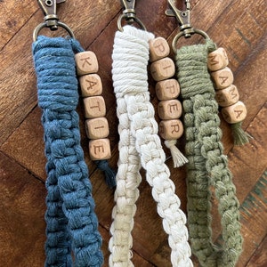 Personalized Macrame Keychain Custom Macrame Wristlet Stocking Stuffer Braided Key Fob Lobster ...