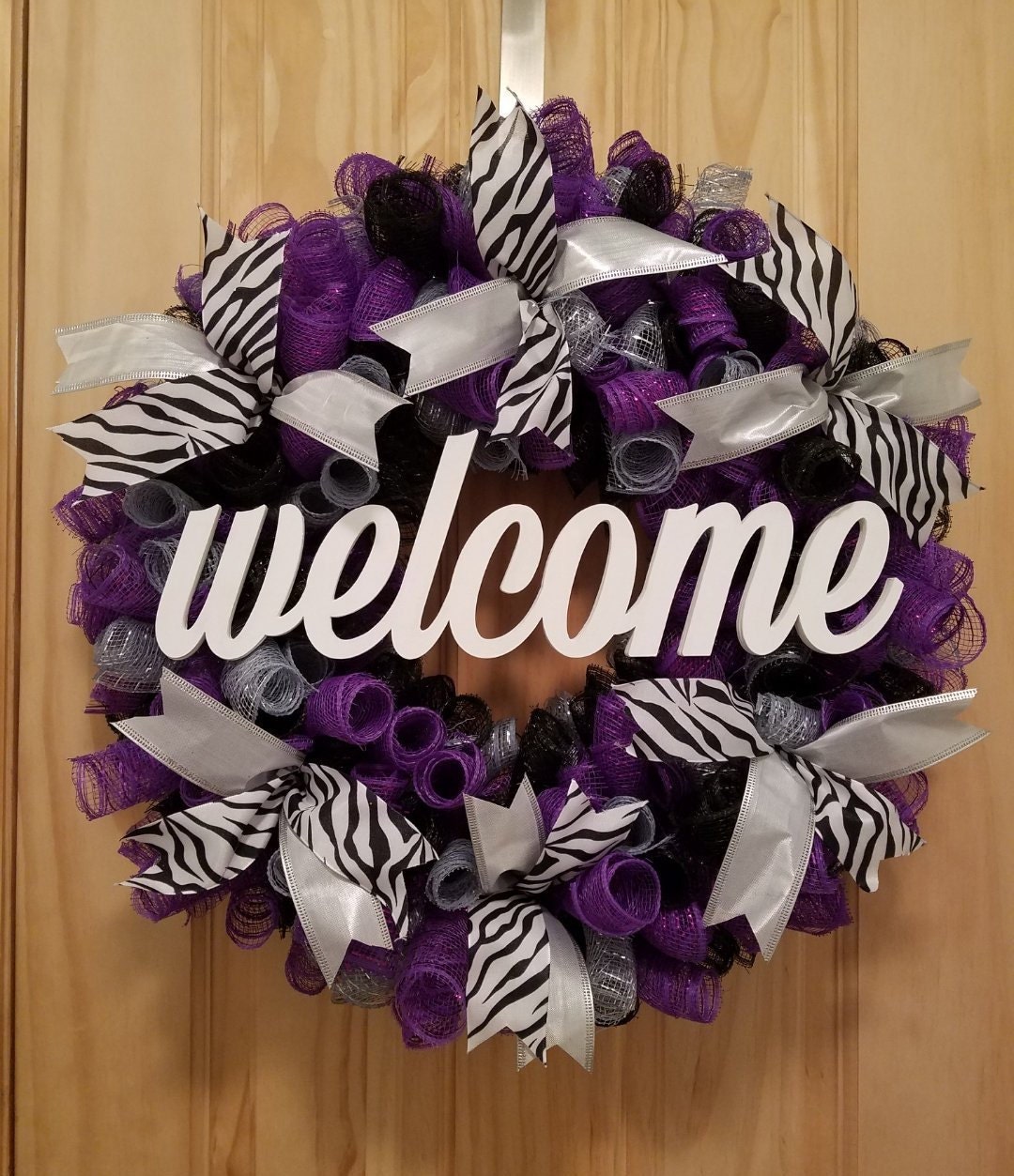 Welcome Zebra Striped Wreath - Etsy