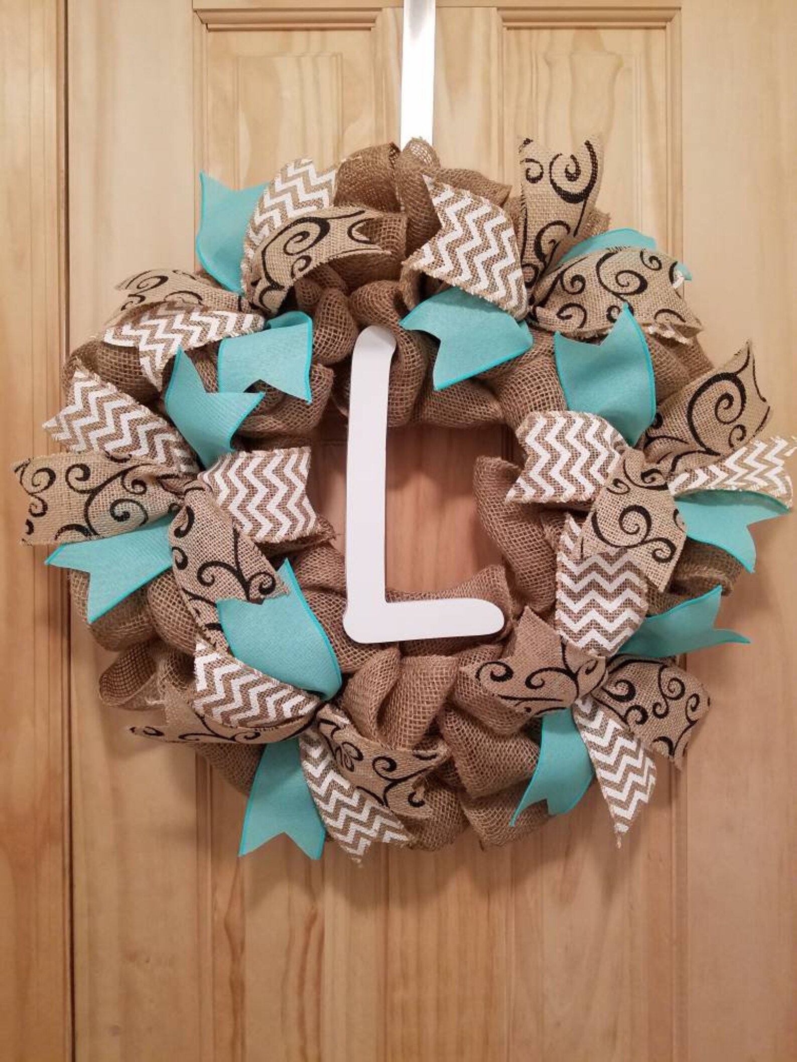 Burlap Initial Monogram Letter Front Door Welcome Wreath - Etsy