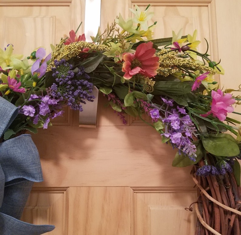 Floral Grapevine Wreath With Bird and Nest - Etsy