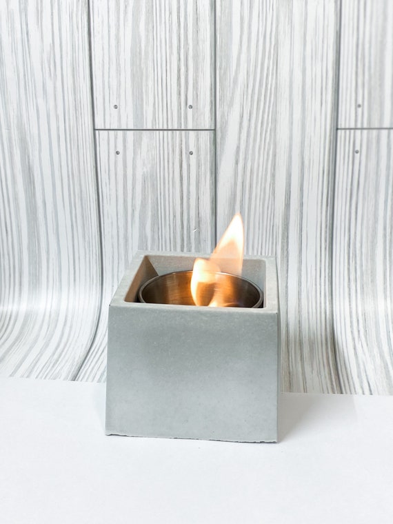 Mini Square Cement Tabletop Fireplace Small Table Tiki - Etsy
