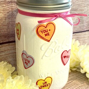 Sweetheart Conversation Hearts Mason Jar/ Valentine's Day Decor/ Candy ...