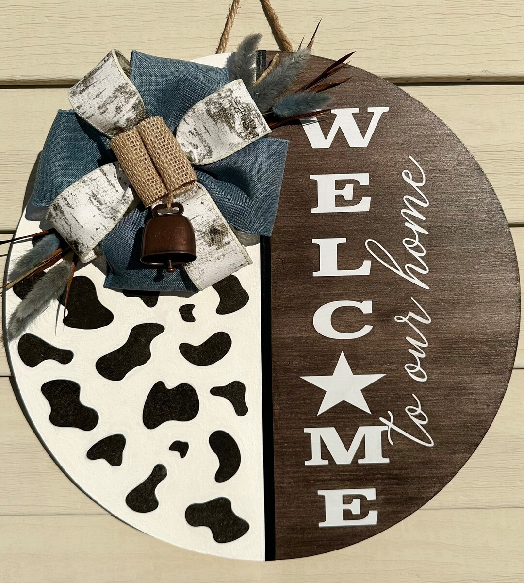 Cow Print Door Hanger/welcome to Our Home Y'all/howdy Door Hanger ...