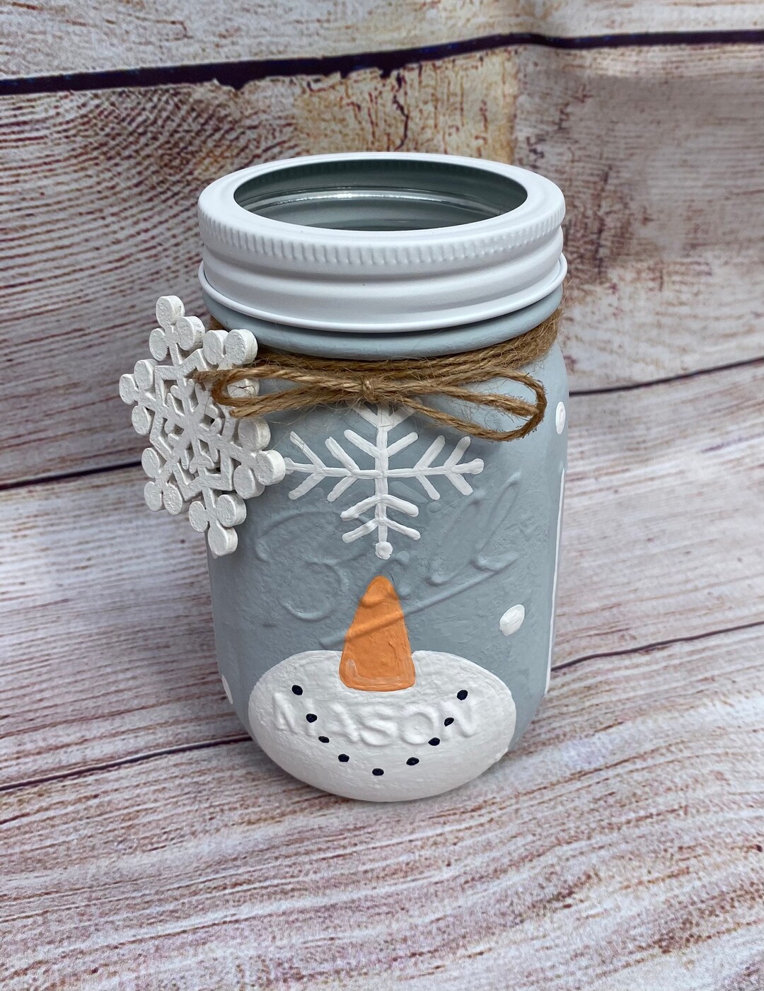 Snowman Mason Jar/handmade Holiday Jars/snowman Decor/snowman Candy Jar ...