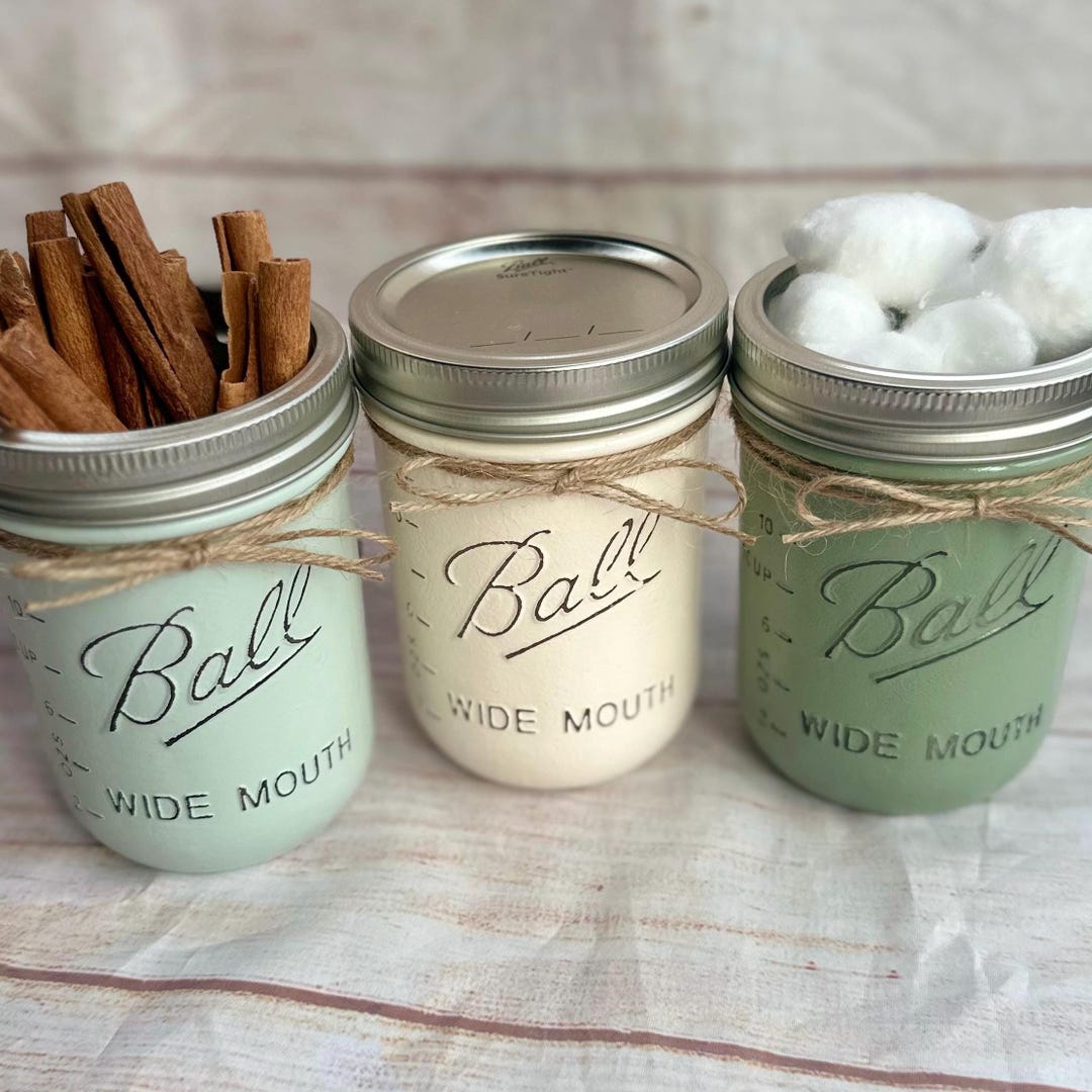 Mason Jar Bathroom Decor/farmhouse Bathroom/quilted 8oz Mason Jar/mason ...