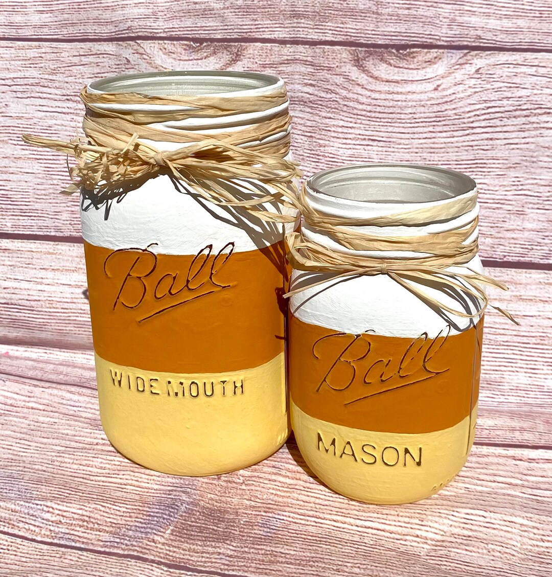 Candy Corn Mason Jars/halloween Decor/fall Decor/autumn Decor/painted ...