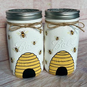 Honey Bee Mason Jar/ Beehive Vase/ Summer Bee Decor/ Mother’s Day Gifts ...