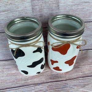 Cow Print Mason Jars/black Cow Brown Cow Decor/ Farm Themed Birthday ...