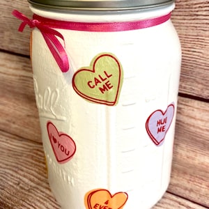 Sweetheart Conversation Hearts Mason Jar/ Valentine's Day Decor/ Candy ...