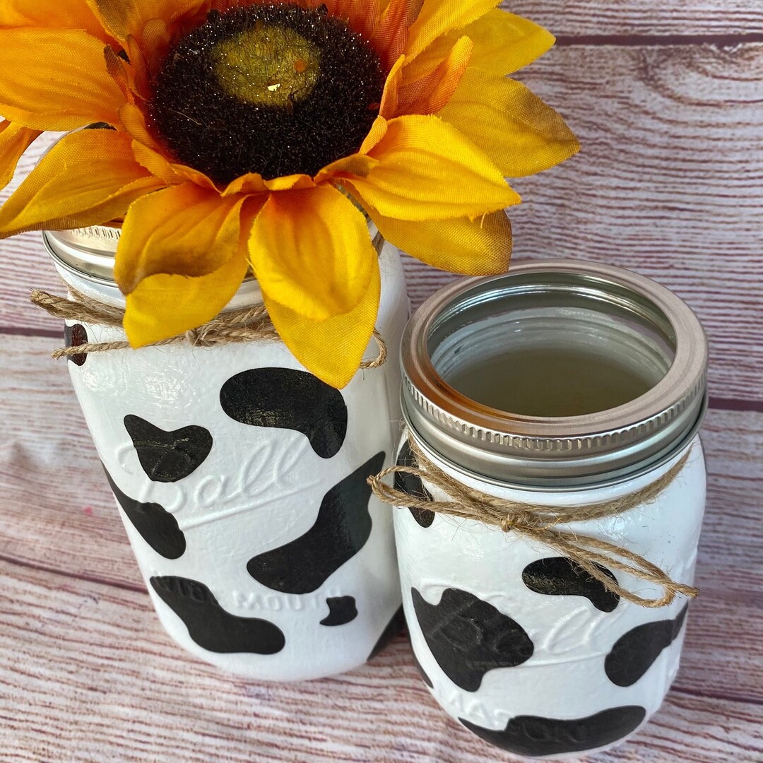 Cow Print Mason Jars/black Cow Brown Cow Decor/farm Themed Birthday ...