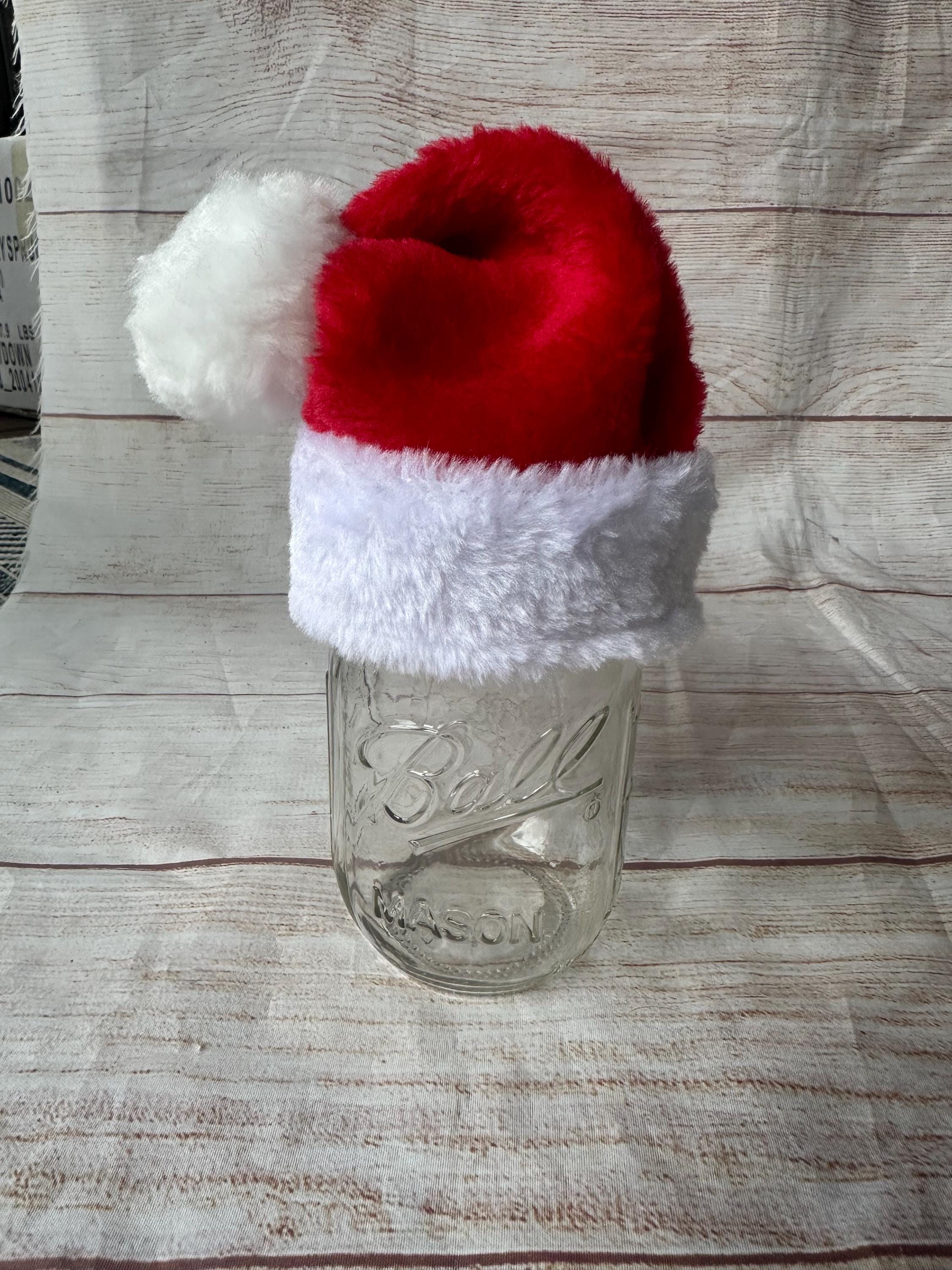 Regular Mouth Mason Jar Santa Hats/ Small Santa Hats/handmade Christmas ...