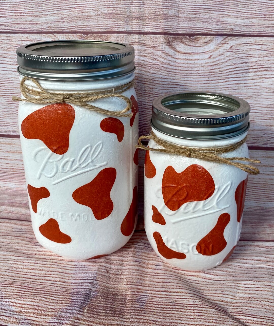 Cow Print Mason Jars/black Cow Brown Cow Decor/ Farm Themed Birthday ...