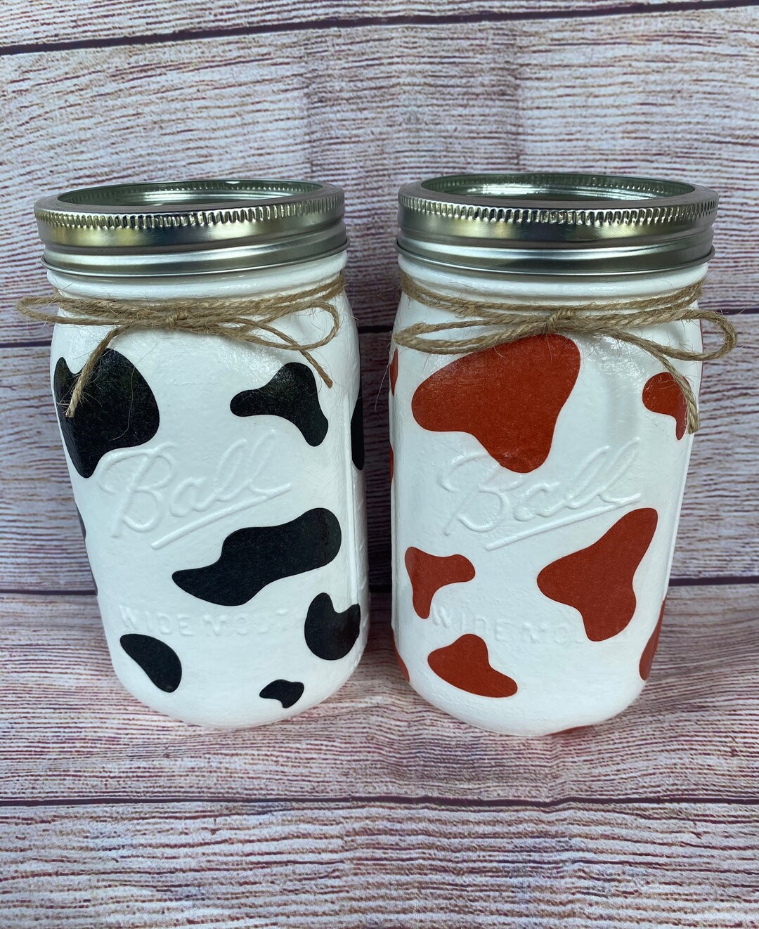 Cow Print Mason Jars/black Cow Brown Cow Decor/ Farm Themed Birthday ...