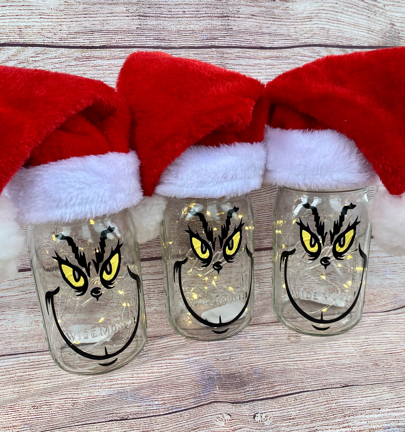 Christmas Mason Jars/fairy Tea Light Jars/holiday Decor/the Grinch ...