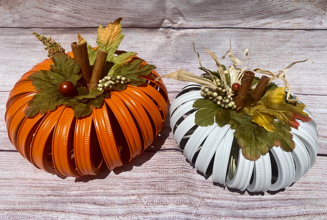 Mason Jar Lid Pumpkins//fall Pumpkin Shelf Decor//pumpkin Decor//autumn ...