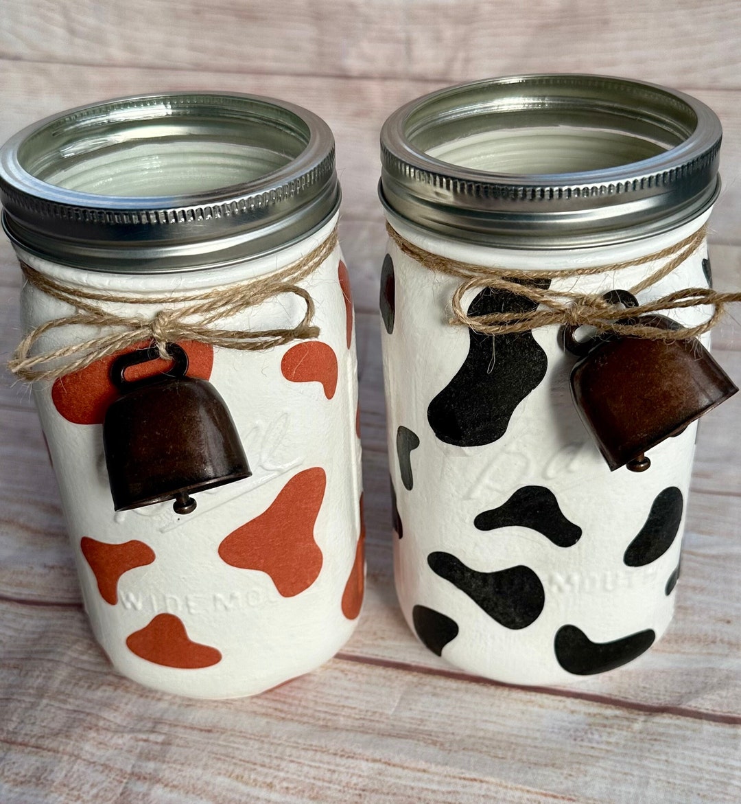 Cow Print Mason Jars/black Cow Brown Cow Decor/ Farm Themed Birthday ...