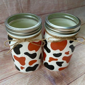 Cow Print Mason Jars/black Cow Brown Cow Decor/ Farm Themed Birthday ...