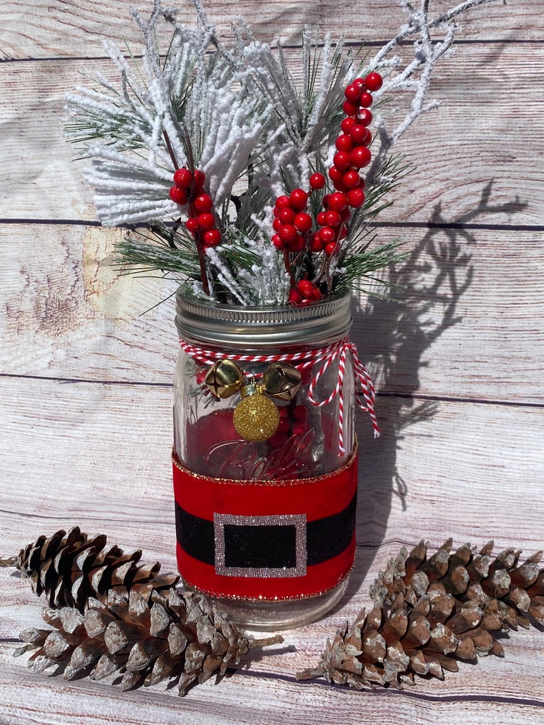 Christmas Mason Jars/santa Mason Jars/handmade Christmas Decor ...