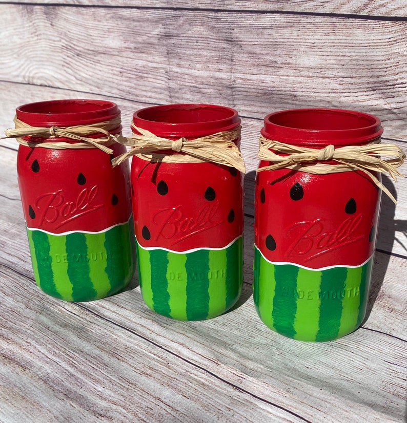 Watermelon Mason Jar/summertime Mason Jars/mason Jar Centerpiece/one in ...