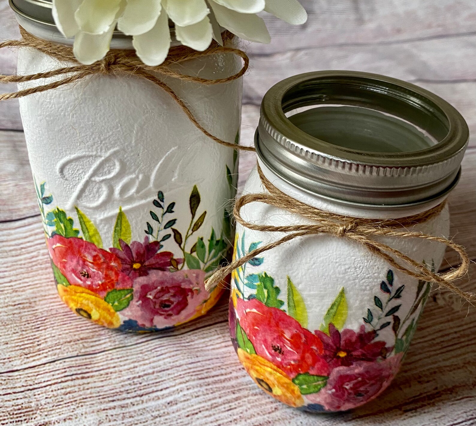 Decoupage Mason Jars/ Decoupage Home Decor/ Decoupage Glass - Etsy
