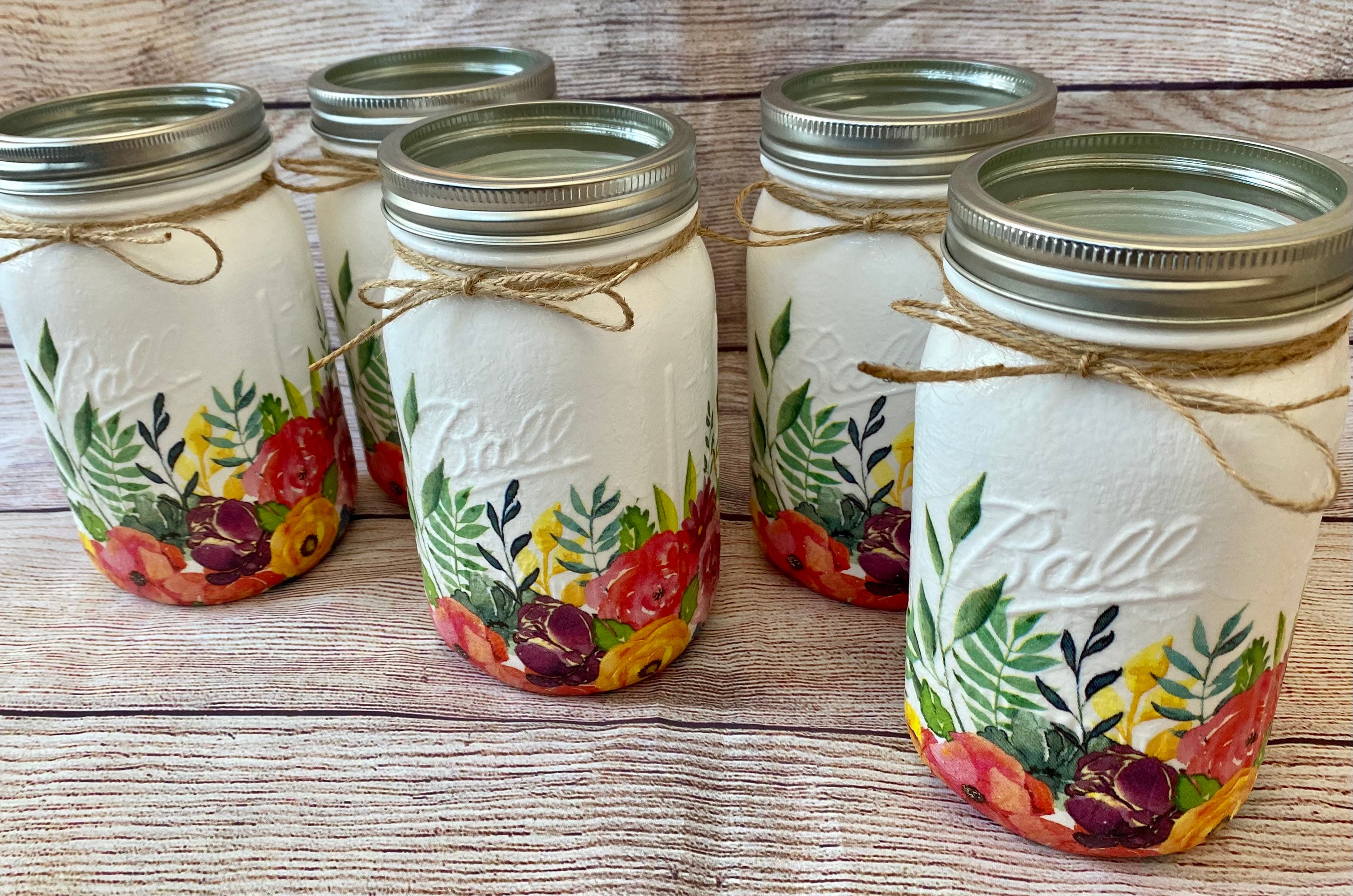 Decoupage Mason Jars/ Decoupage Home Decor/ Decoupage Glass - Etsy