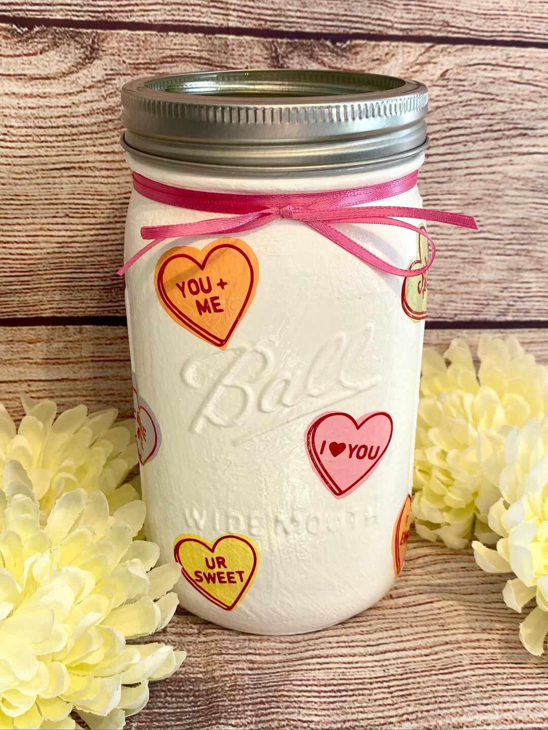 Sweetheart Conversation Hearts Mason Jar/ Valentine's Day Decor/ Candy ...