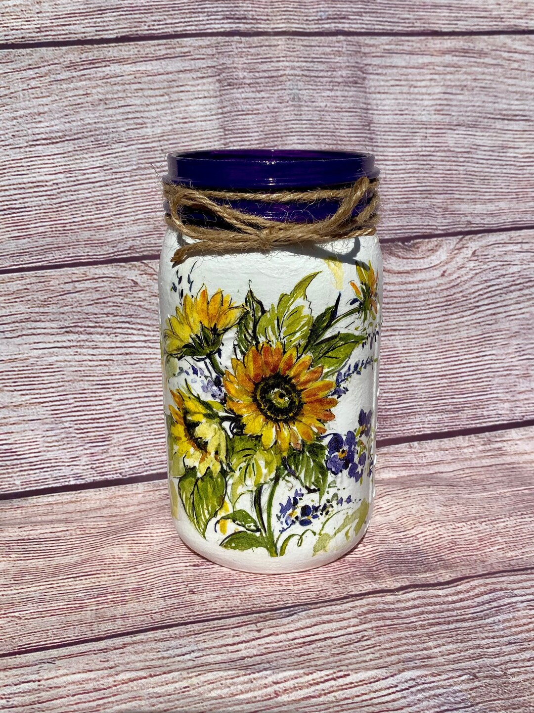 Sunflower Mason Jar/mason Jar Centerpieces/ball Mason Jars/decoupage ...