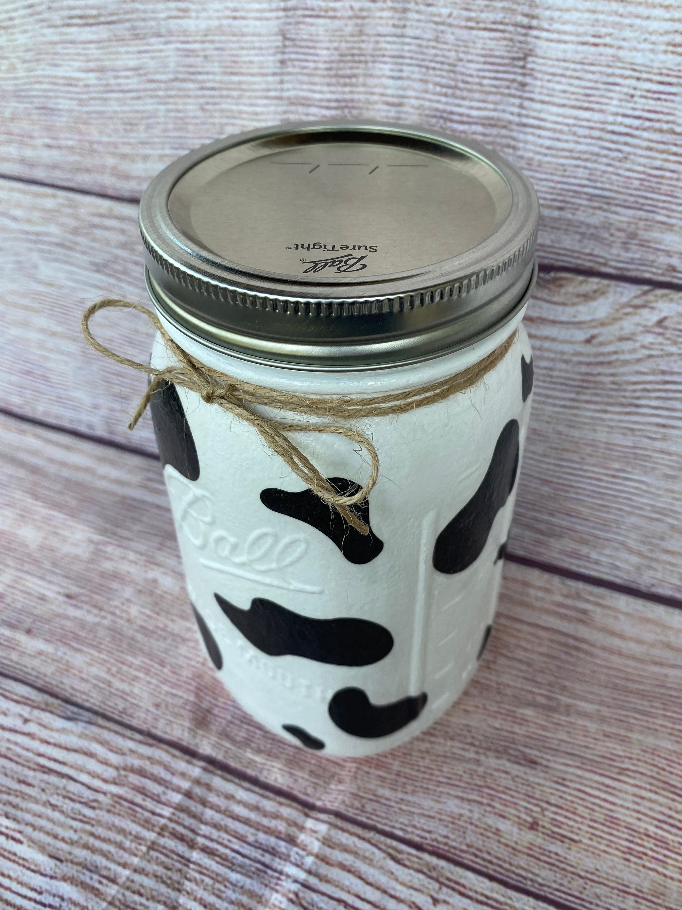 Cow Print Mason Jars/black Cow Brown Cow Decor/ Farm Themed Birthday ...