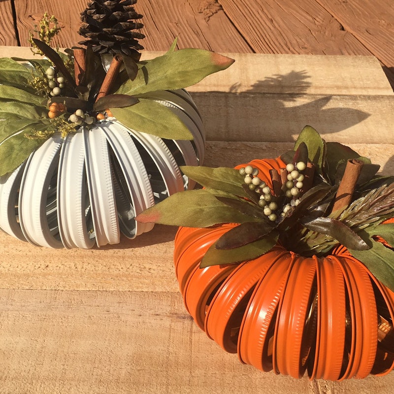 Mason Jar Ring Pumpkins - Etsy