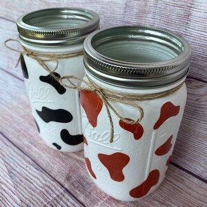 Cow Print Mason Jars/black Cow Brown Cow Decor/ Farm Themed - Etsy