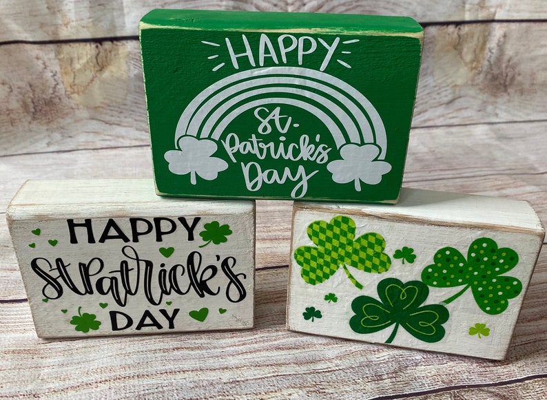 St Patrick’s Day Wooden Blocks/ Painted Wood Blocks/ St Patrick’s Day ...