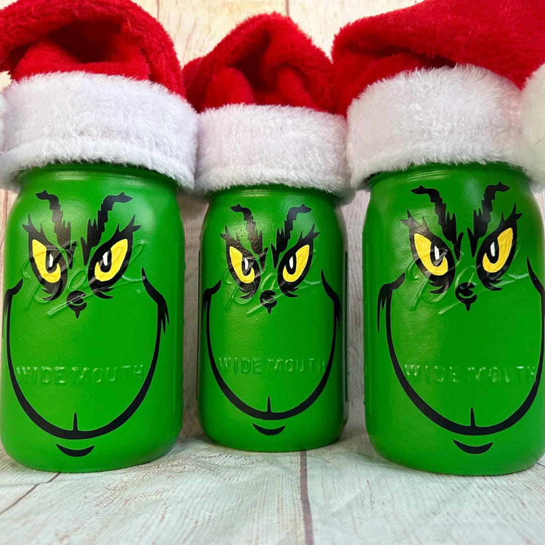 Christmas Mason Jars/handmade Christmas Decor/the Grinch/grinch Mason ...