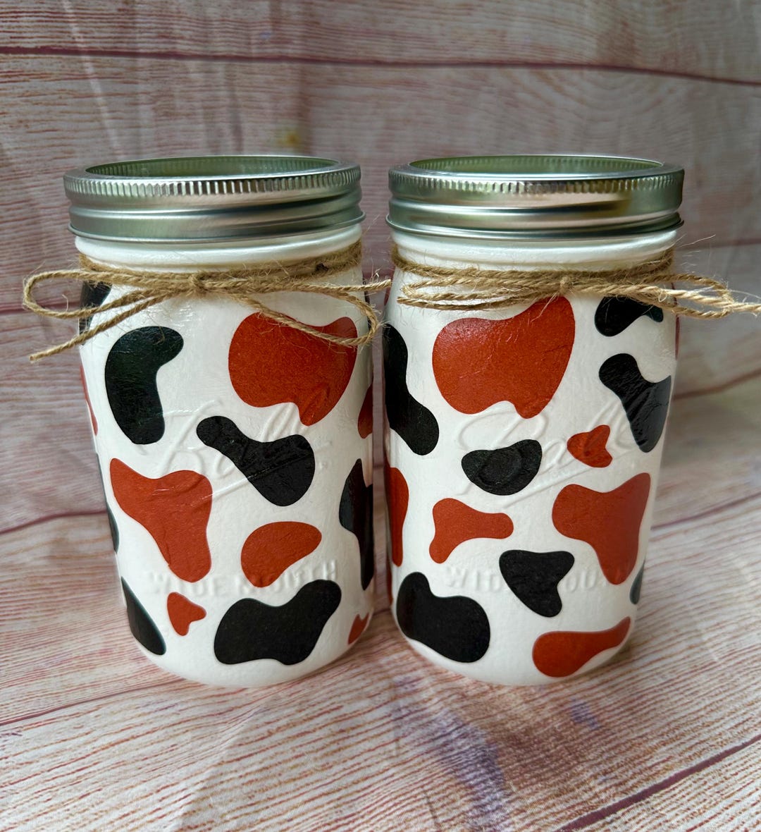 Cow Print Mason Jars/black Cow Brown Cow Decor/ Farm Themed Birthday ...