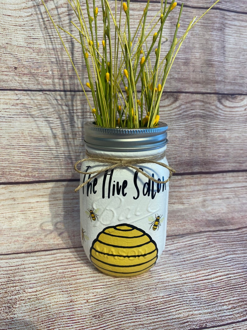Honey Bee Mason Jar/ Beehive Vase/ Summer Bee Decor/ Mothers - Etsy
