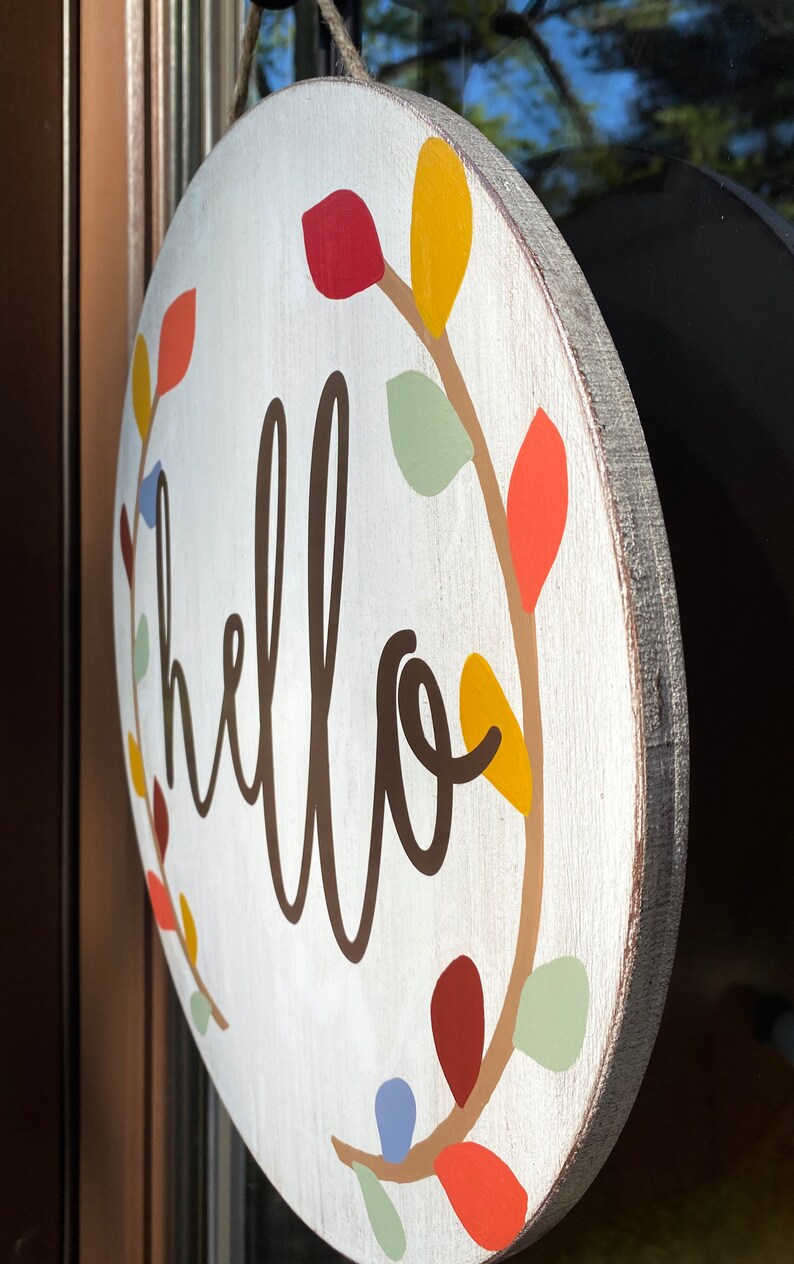 Fall Wooden Door Hanger//hello Door Sign//fall Door Hanger//welcome ...