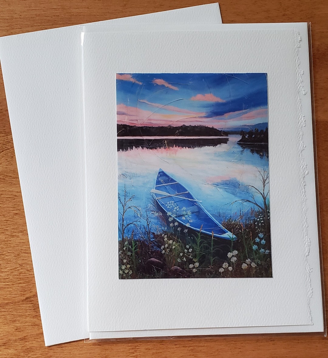 Birthday Card Canoe Mountains Colorful Sky Magnificent Grassland Sunset ...