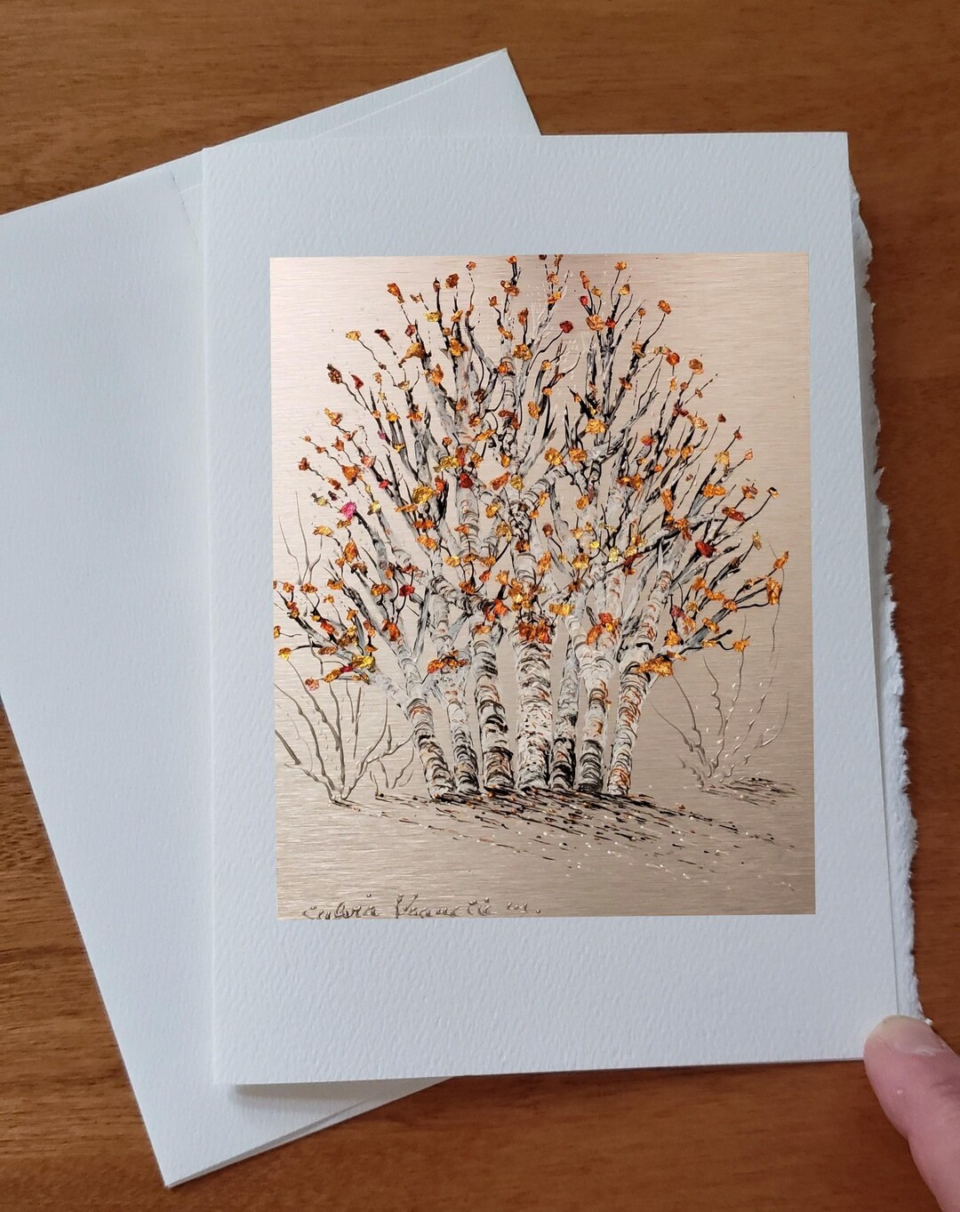 Birthday Card With Birch Trees, Bronze Foliage, and an Autumn Landscape ...