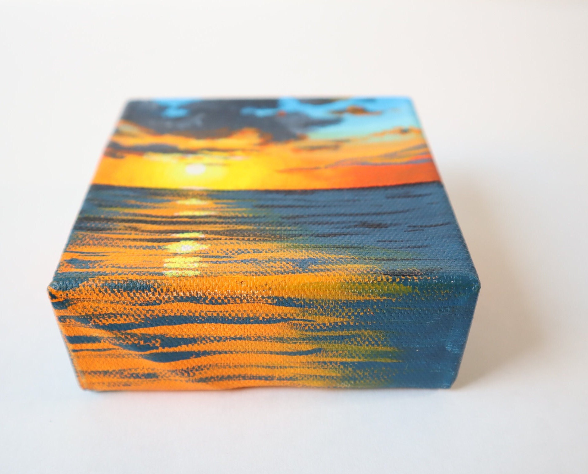 Mini Sunset Seascape Painting, Mini Sea Painting, Coastal Painting ...