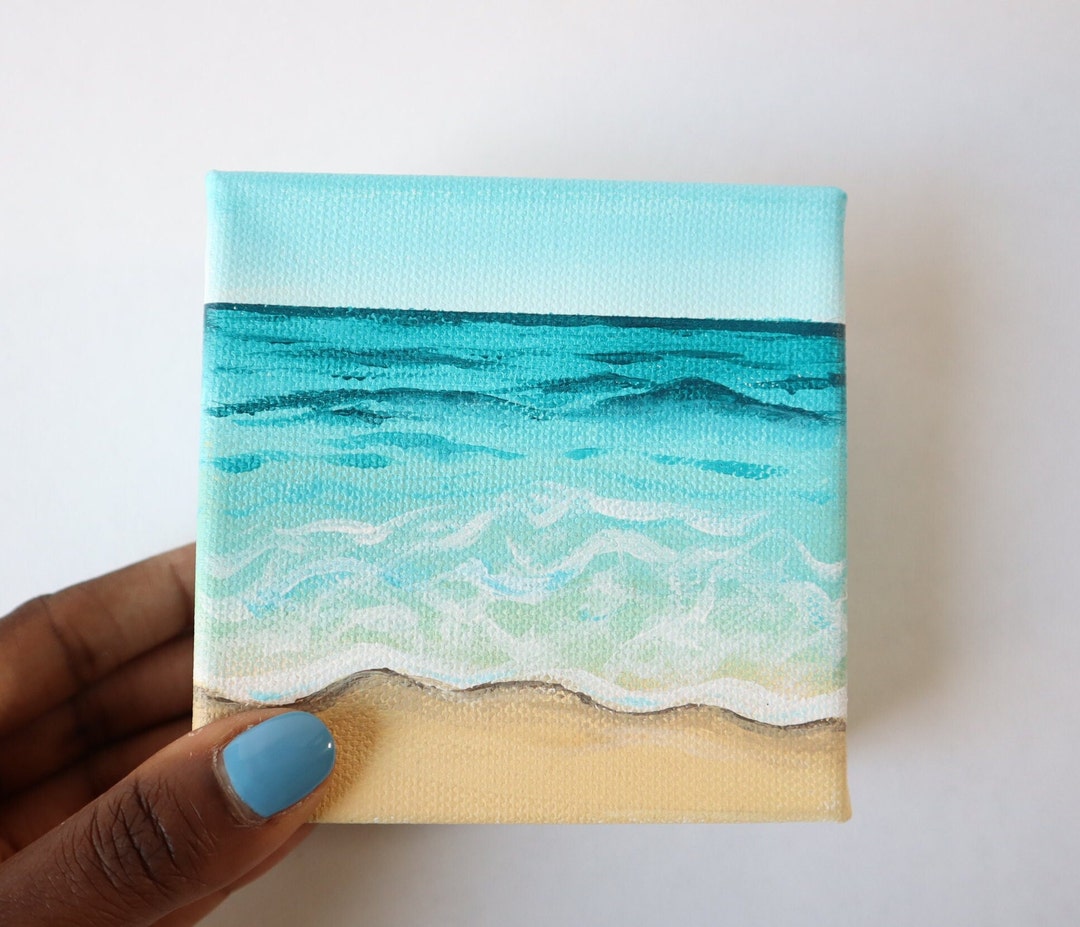 Mini Seascape Painting, Coastal Art, Beach Art, Ocean Wall Art, Small ...