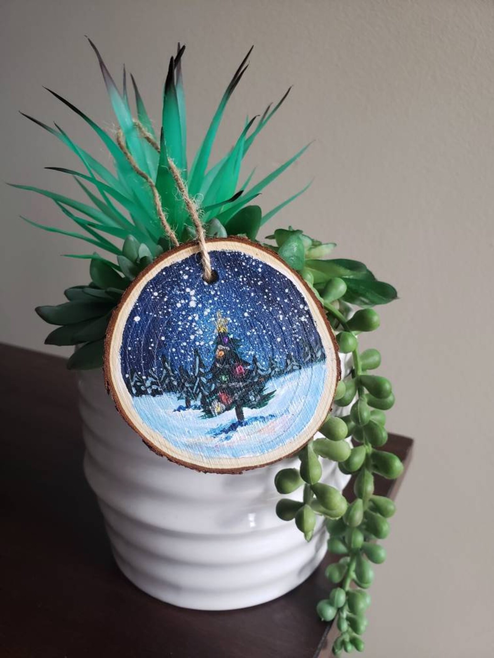 Wood Slice Painting Wood Slice Ornament Christmas Ornament - Etsy